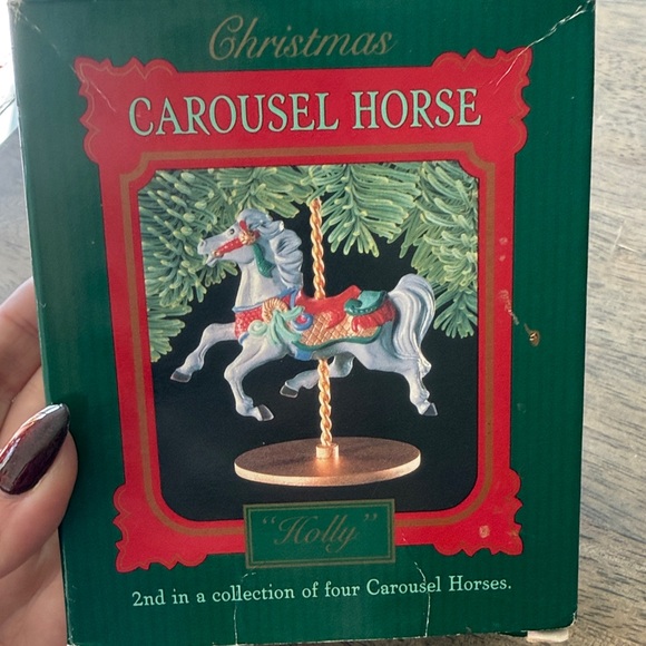 Hallmark | Holiday | Vintage Christmas Carousel Horse Holly Ornament ...